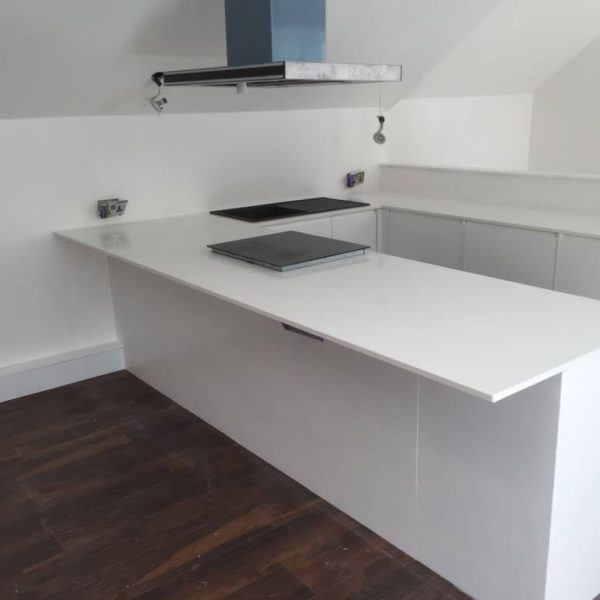 Pure White Kitchen Worktop - Rock and Co Granite and Quartz Worktops
